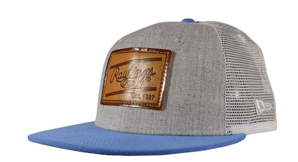 Rawlings New Era Leather Patch Snapback Hat Heathered Grey/Royal - RLP