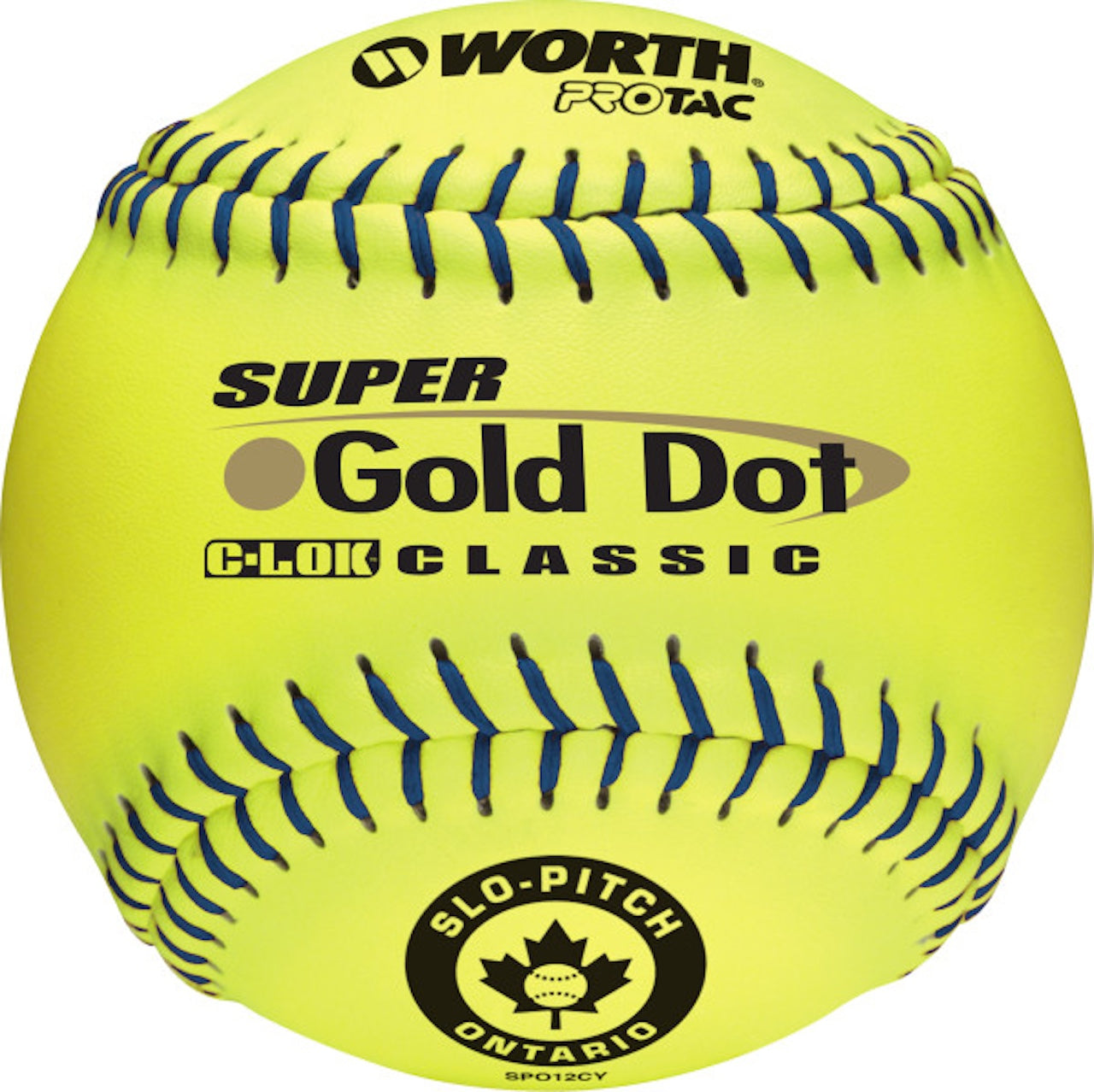 Worth 12" Neon Yellow Slo-Pitch Ontario Dozen Classic Gold Dot Game Ba